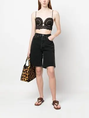 Stella McCartney Broderie-anglaise Cropped Top - Black