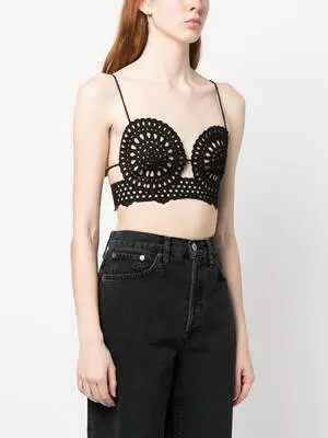 Stella McCartney Broderie-anglaise Cropped Top - Black