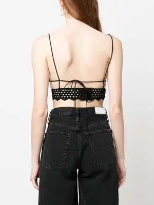 Stella McCartney Broderie-anglaise Cropped Top - Black