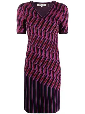 Diane Von Furstenberg Zig-zag Intarsia-knit Dress