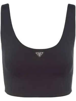 Prada Triangle-logo Jersey Crop Top
