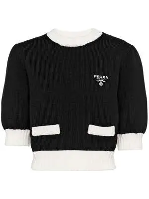 Prada Logo-embroidered Cropped Sweater
