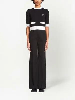 Prada Logo-embroidered Cropped Sweater