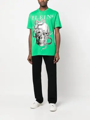 Philipp Plein Snake-print Short-sleeve T-shirt - Green