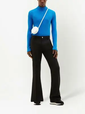 COURREGES Ribbed-knit Mock-neck Jumper - Blue