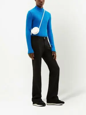 COURREGES Ribbed-knit Mock-neck Jumper - Blue