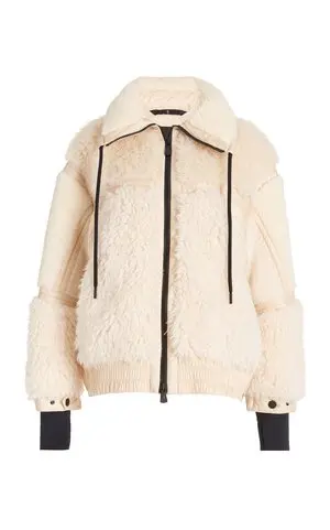 Moncler Yvoire Faux-Shearling Bomber Jacket - White | Editorialist