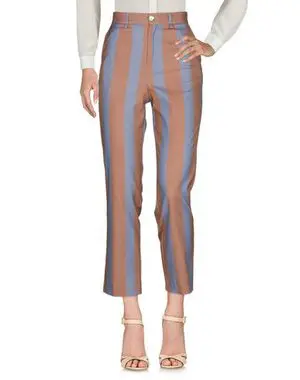 MANILA GRACE Striped Straight-leg Pants - Brown