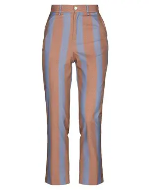 MANILA GRACE Striped Straight-leg Pants - Brown