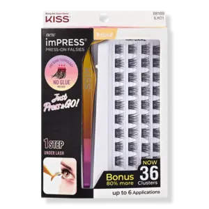 Kiss Impress Falsies Press On Self Adhesive Natural Lash Clusters Kit - One-color