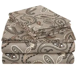 SUPERIOR Cotton Flannel Deep Pocket Paisley She Et, Split King