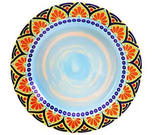 ELAMA Zen Blue Mozaik 16-piece Round Stoneware Dinnerware Set