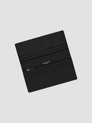 Saint Laurent Tiny Cassandre Flat Wallet In Grained Leather