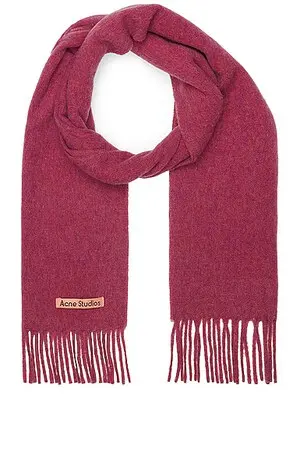 Acne Studios Solid Scarf In Beige Dark Pink Melange