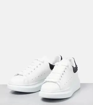Alexander McQueen Oversized Embellished Leather Sneakers - White