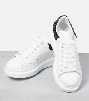 Alexander McQueen Oversized Embellished Leather Sneakers - White