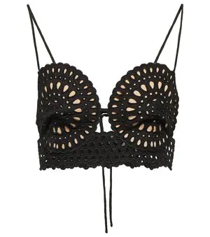 Stella McCartney Broderie Anglaise Crop Top - Black