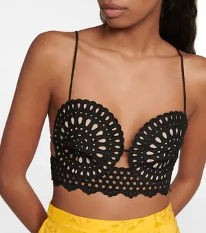Stella McCartney Broderie Anglaise Crop Top - Black