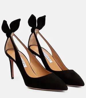 AQUAZZURA Bow Tie 85 Suede Pumps