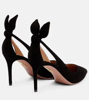 AQUAZZURA Bow Tie 85 Suede Pumps