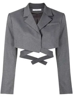 Rokh Cropped Wraparound Blazer - Grey