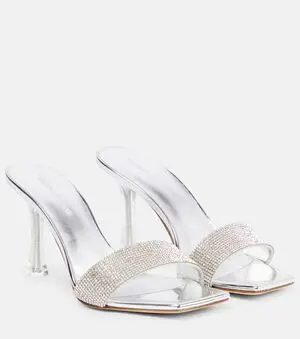Magda Butrym Embellished Leather-trimmed Pvc Mules - Silver