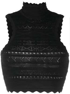 Elisabetta Franchi Logo Patterned-knit Halterneck Top