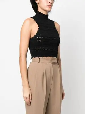Elisabetta Franchi Logo Patterned-knit Halterneck Top