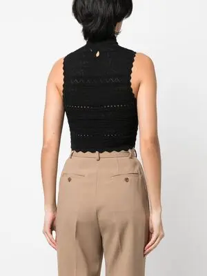 Elisabetta Franchi Logo Patterned-knit Halterneck Top