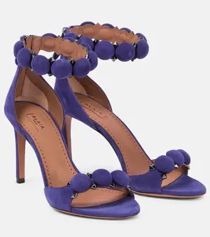 Alaïa La Bombe 90 Suede Sandals - Purple