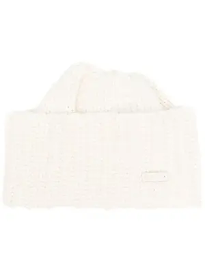 Saint Laurent Logo-plaque Chunky Knit Cashmere Beanie - White