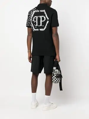 Philipp Plein Skull And Bones Cotton Polo Shirt - Black