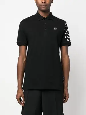 Philipp Plein Skull And Bones Cotton Polo Shirt - Black