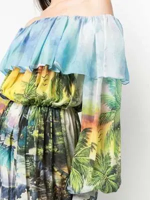 Philipp Plein Hawaii Pleated Maxi Dress