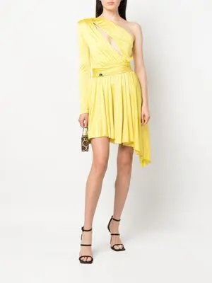 Philipp Plein Pleated One-shoulder Dress - Yellow