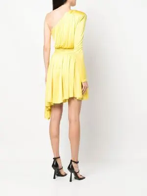 Philipp Plein Pleated One-shoulder Dress - Yellow