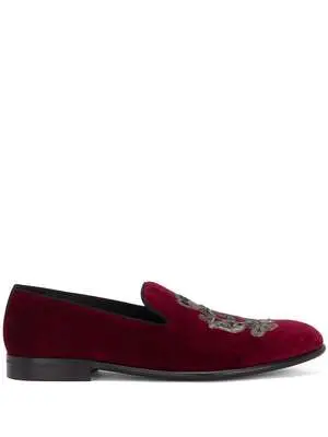 Dolce & Gabbana Embroidered Velvet Slippers - Red