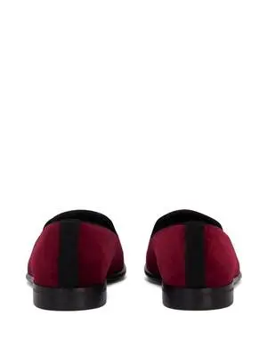 Dolce & Gabbana Embroidered Velvet Slippers - Red