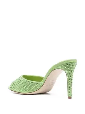 Paris Texas Crystal-embellished Stiletto Sandals - Green