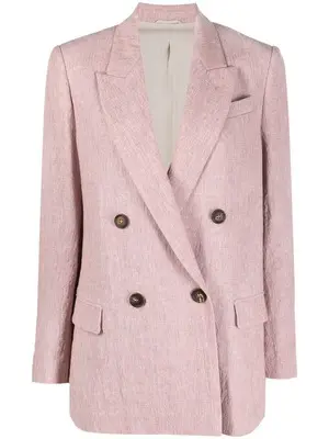 Brunello Cucinelli Double-breasted Linen Blazer