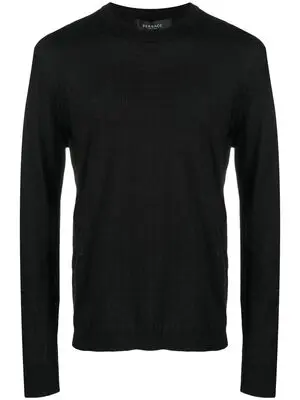 Versace La Greca Cotton-silk Jumper - Black