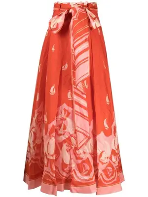 Zimmermann Nautical Print Tie-waist Skirt