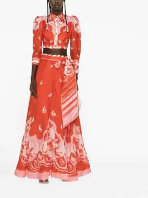 Zimmermann Nautical Print Tie-waist Skirt