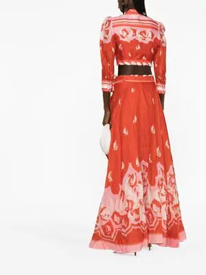 Zimmermann Nautical Print Tie-waist Skirt