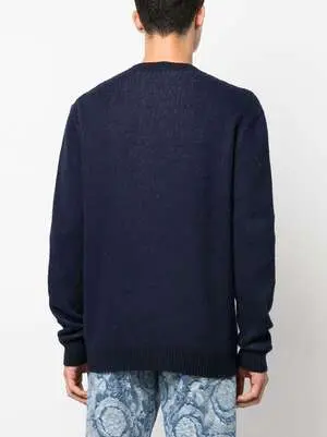 Versace Intarsia-knit Logo Jumper - Blue