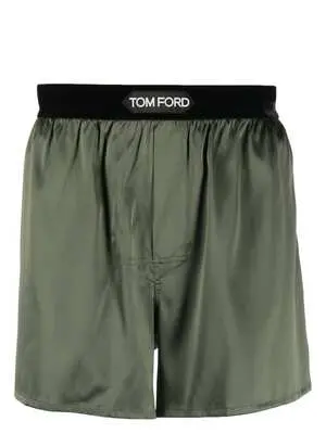 TOM FORD Satin Logo-waist Boxer Briefs - Green