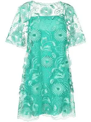 Alberta Ferretti Floral-embroidered Mini Dress
