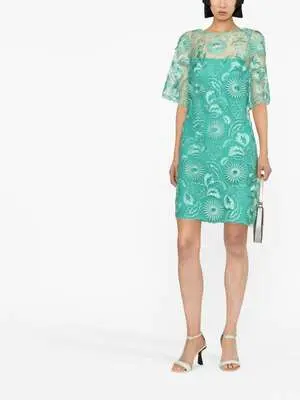 Alberta Ferretti Floral-embroidered Mini Dress