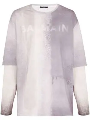 Balmain Logo-print Organic Cotton T-shirt - Grey