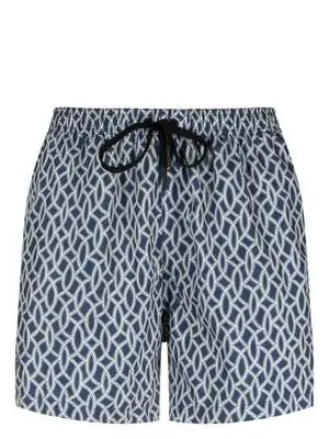 Tagliatore Abstract-pattern Swim Shorts - Blue